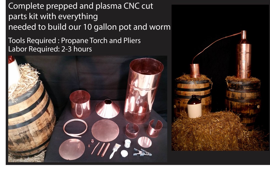 10 Gallon Copper Moonshine Still Kit: Worm, Thumper & More