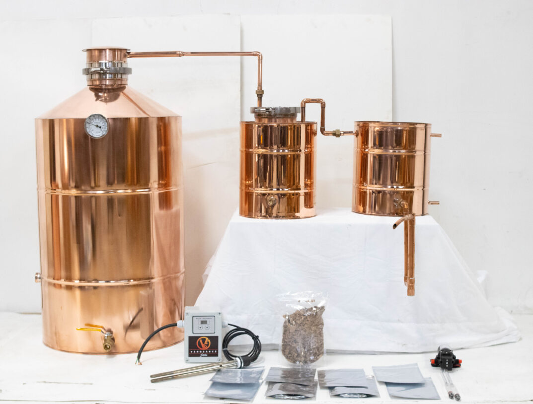Copper Distillery Kit: 40 Gallon Large Alcohol Still & More
