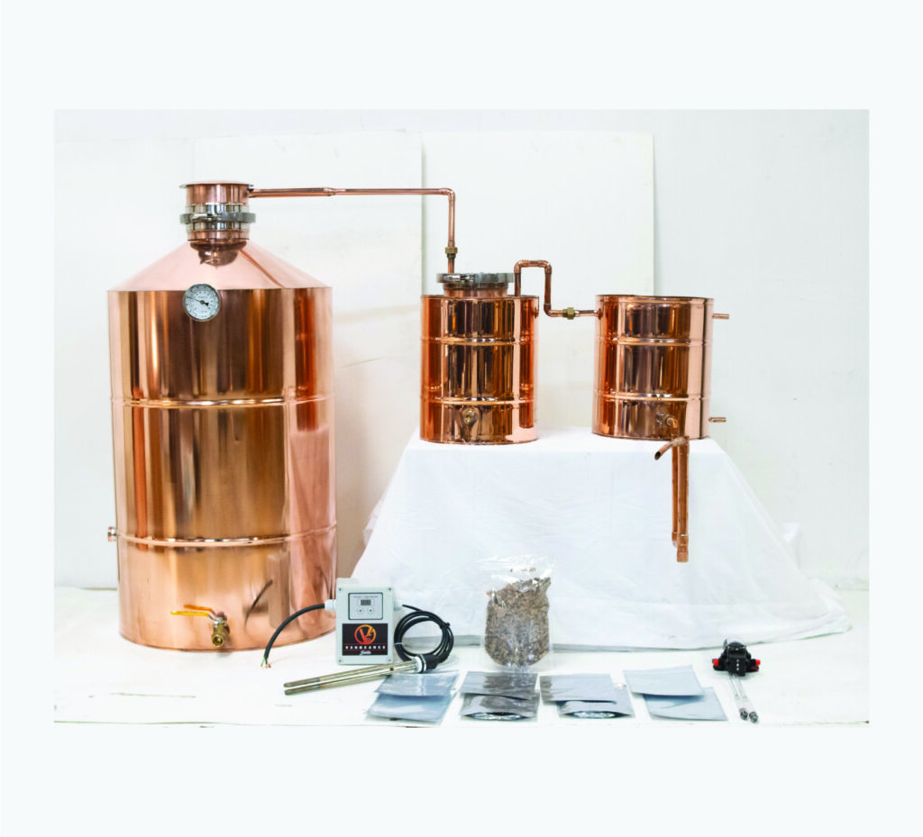 Copper Distillery Kit: 40 Gallon Large Alcohol Still & More