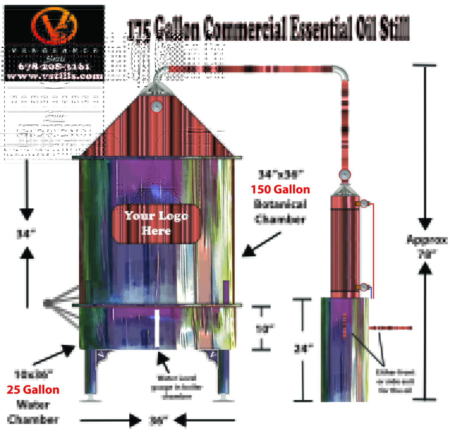 175-Gallon Commercial Essential Oil Still - Copper Moonshine and ...