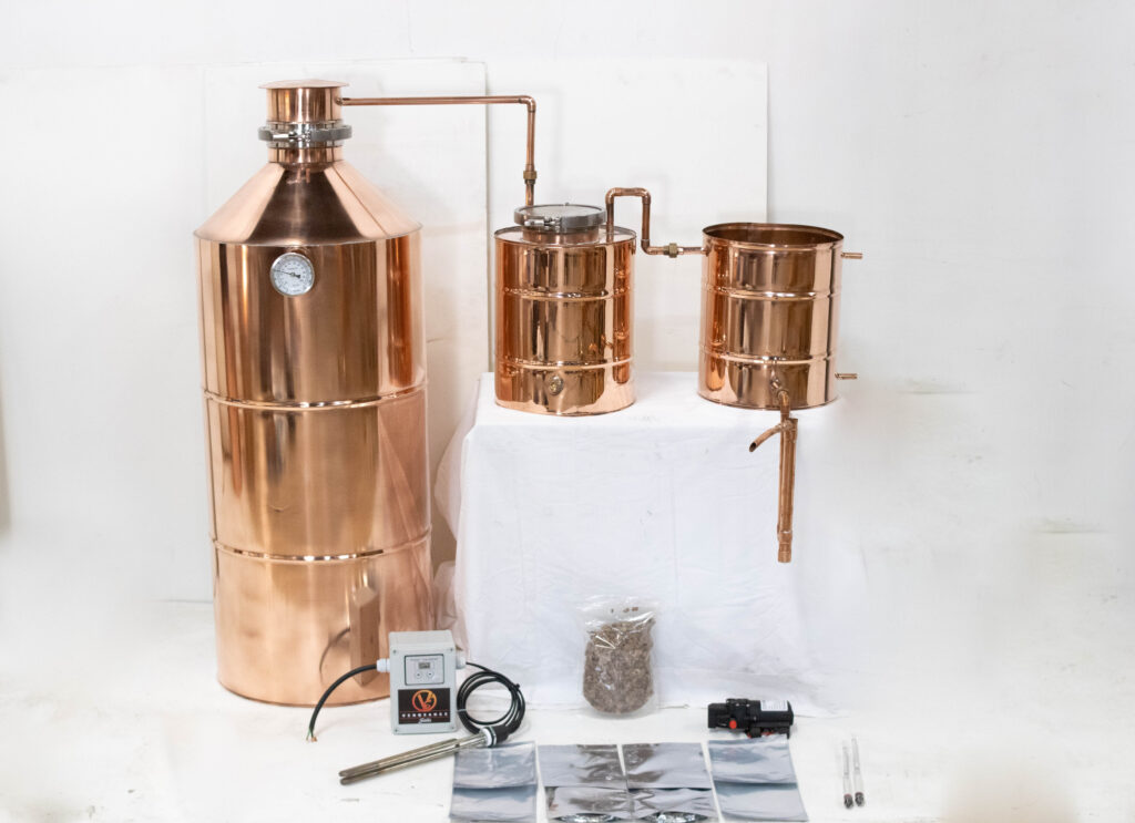 Copper Distillery Kit: 40 Gallon Large Alcohol Still & More